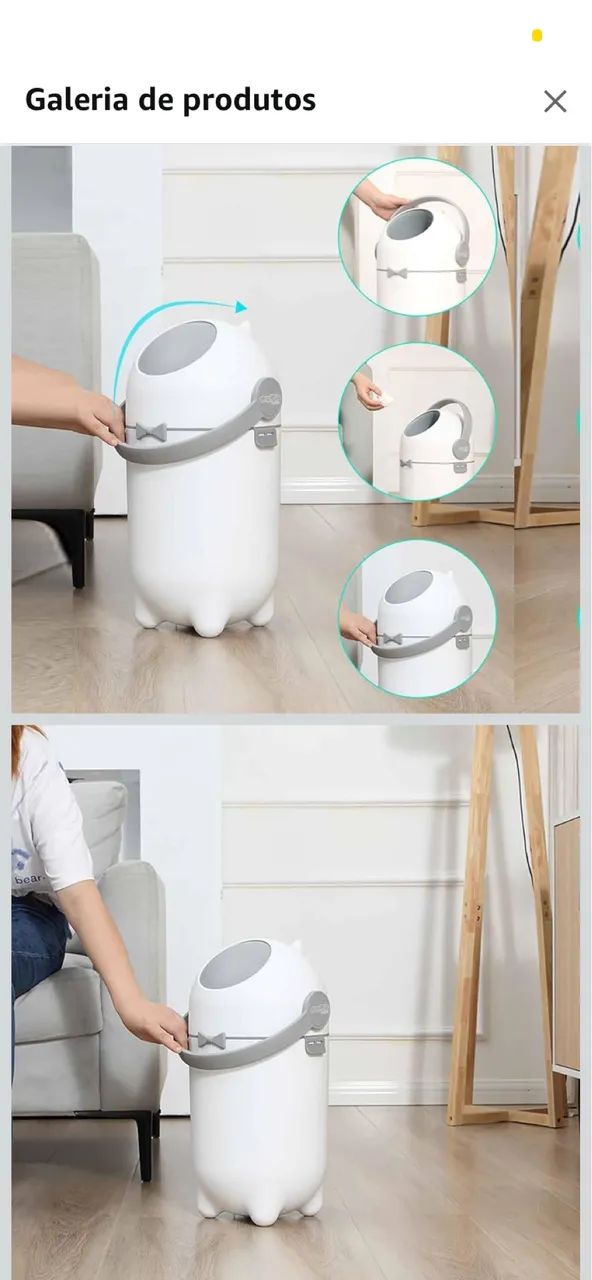 Maxi Baby Lixeira Antiodor Descarte de Fraldas Lixo Mágico, Branco ...