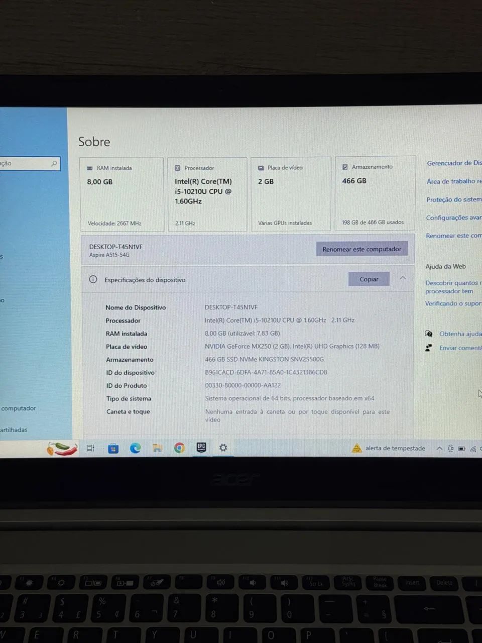 Notebook Acer Aspire 5 500GB SSD com placa de vídeo e Intel I5 10ª g ...