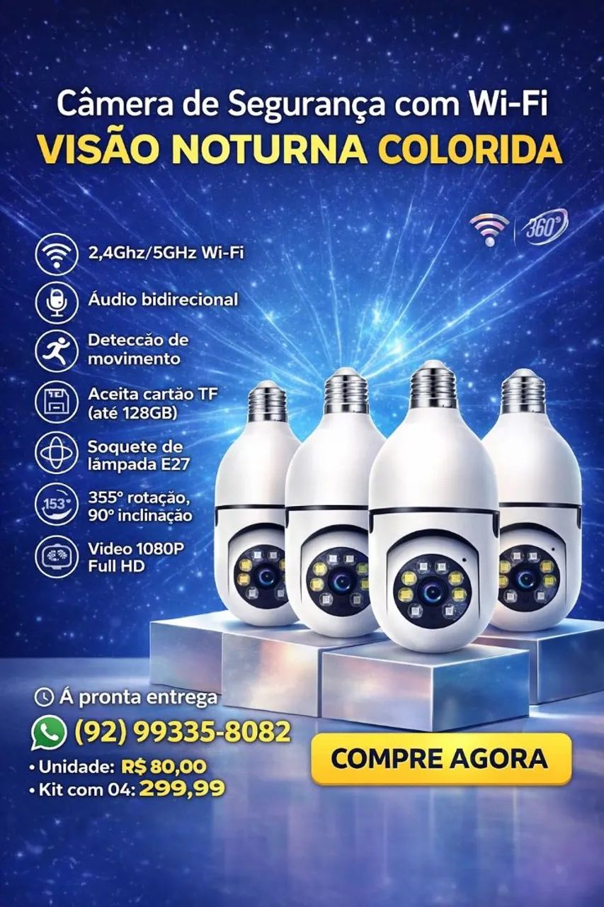 CAMERA VISÃO NOTURNA COLORIDA KIT COM 4 $ 299,00 COM ENTREGA GRÁTIS ...