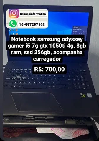 "notebook samsung gamer odyssey" no Brasil