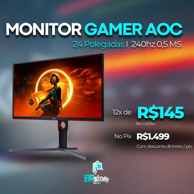 "monitor gamer aoc 24 polegadas" no Brasil