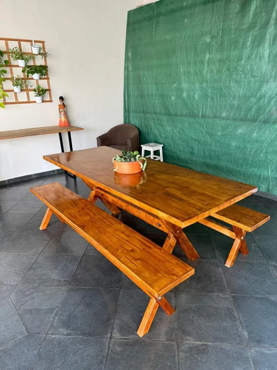 "mesa de madeira 2 metros" - Mesas no Brasil