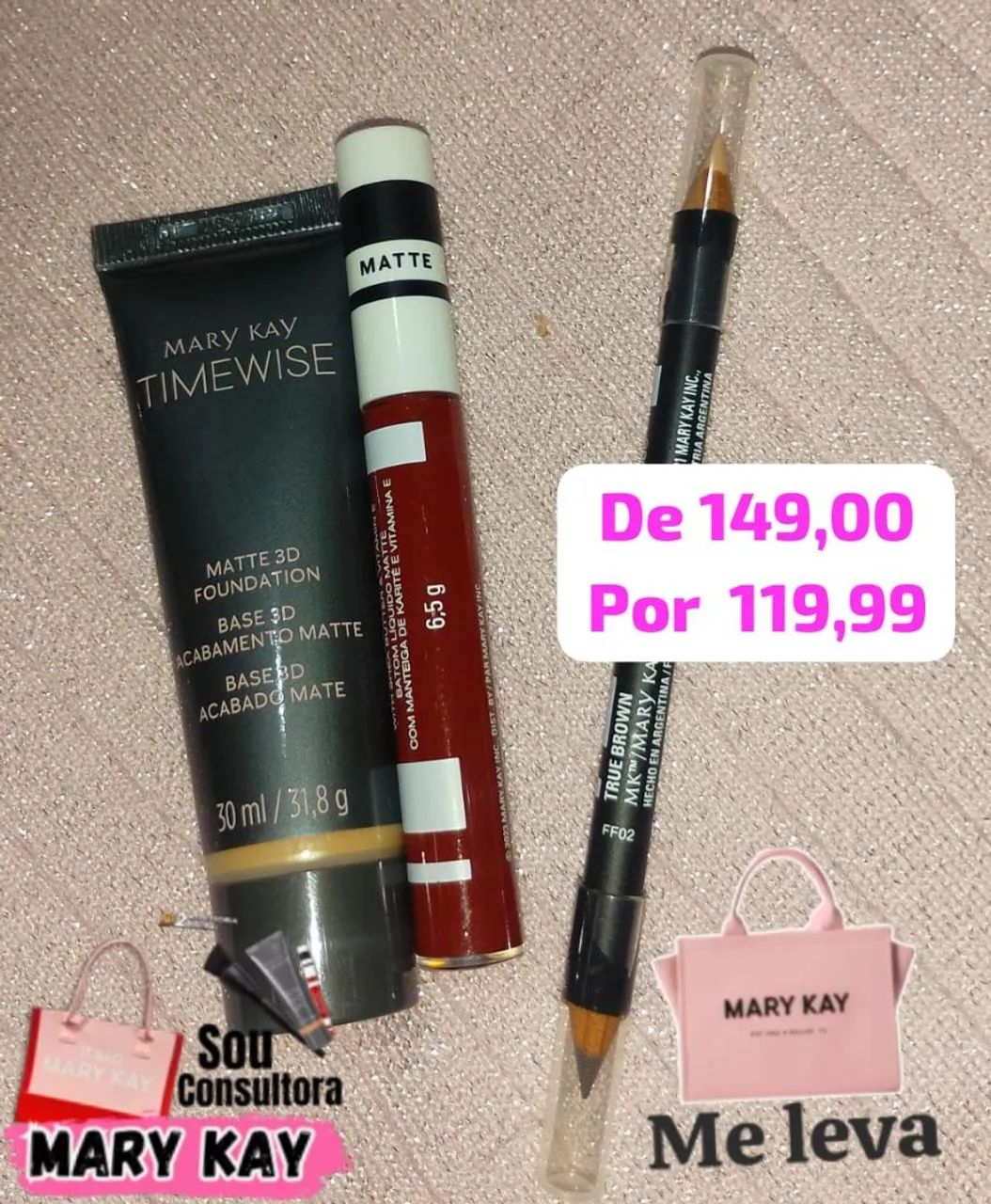 Kit Mary Kay base + Baton +lápis duo - Beleza e Cuidados Pessoais ...