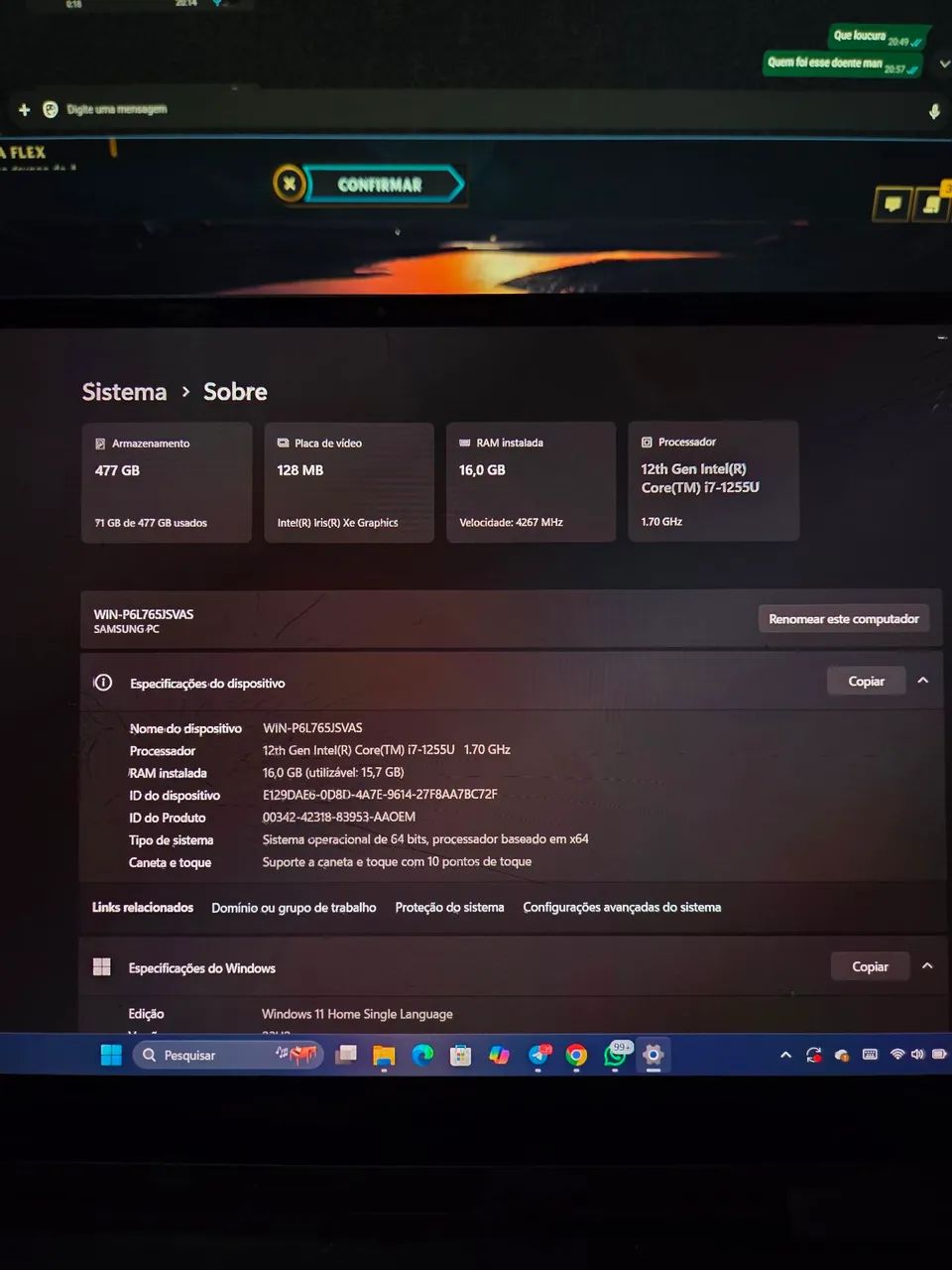 Notebook - Galaxy Book 2 360 Intel i7 EVO [com avaria leve na tela ...
