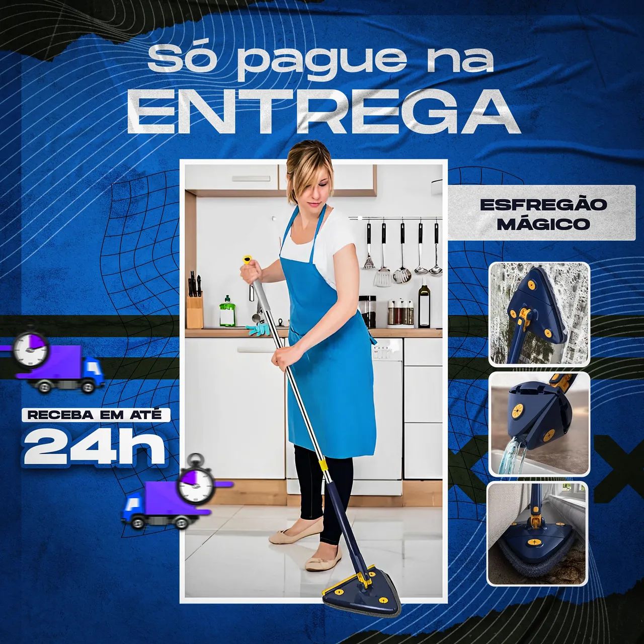 ESFREGÃO MÁGICO 3 EM 1 - Utensílios Para Banheiro e Limpeza - Siqueira ...