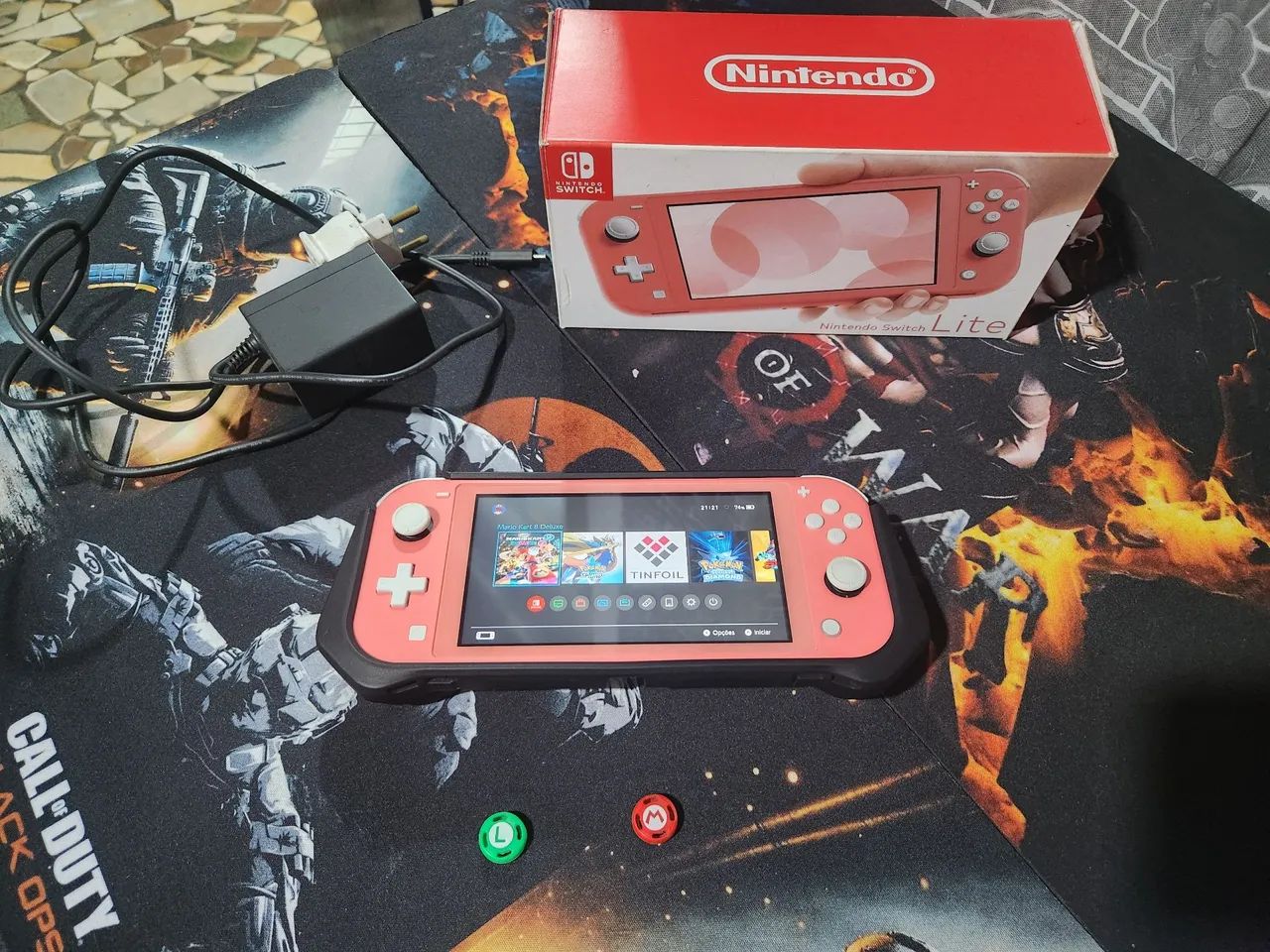 Nintendo Switch Lite Rosa Des.travado SD 128GB jogos película Case ...