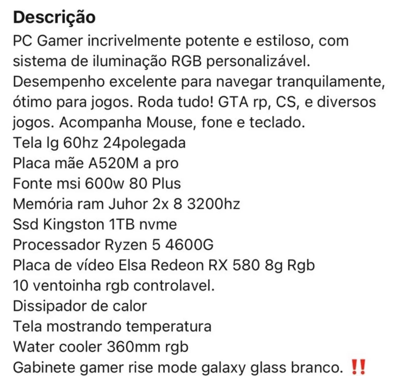 PC GAMER COMPLETO - Computadores e Desktops - São José do Barreto ...