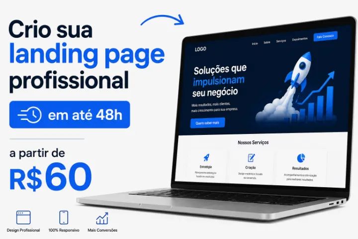 Crio sua landing page profissional em até 48h | A partir de R$60 ...