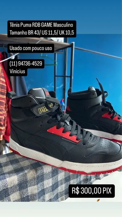 Tênis Puma RDB GAME - Vermelho e preto- Tamanho 43 BR - Calçados ...
