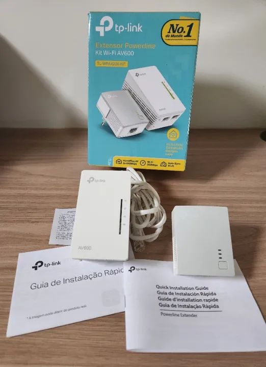 Extensor / Repetidor de rede wifi pela rede eletrica Kit TP-Link Av600 ...