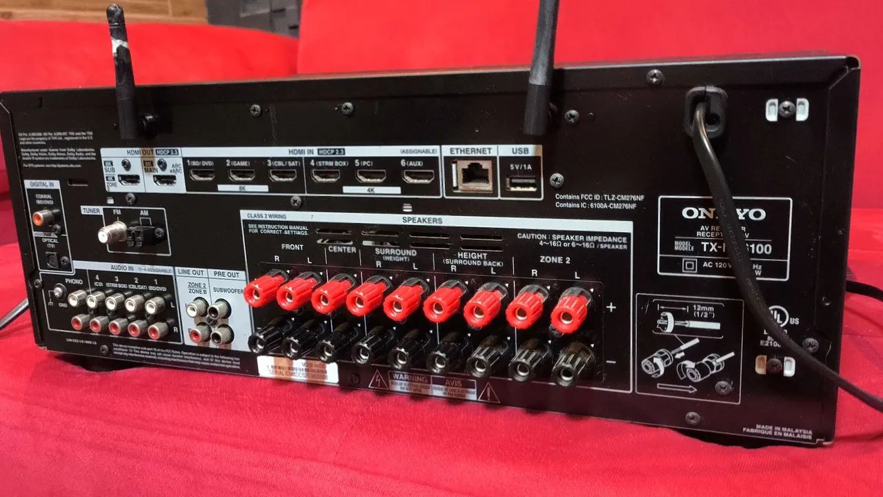 Receiver Onkyo Tx Nr6100 7.2 8k ATMOS VISION THX DTS-X na caixa ...