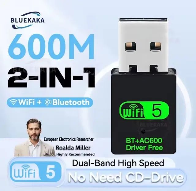 Adaptador Wifi-5 AC600 Usb + Bluetooth 4.2 Dual Band 2.4g/5ghz 600mbps ...