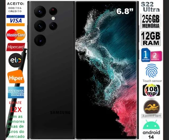 Galaxy S22 Ultra 5G 256GB 12GB Ram, Tela 6.8", S Pen, 5Câm 108MP ...