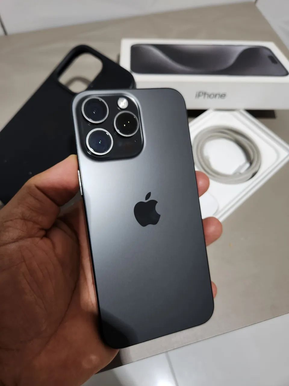 Iphone 15 pro max preto 256GB modelo chip físico perfeito na caixa ...