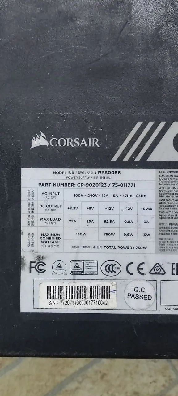 Fonte PC gamer de 750w selo 80 plus com PCI-e de 8 pinos - Peças de ...