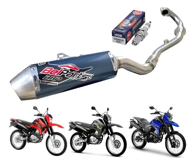 Escapamento belparts xtz-250 lander/tenere inox azul (anos 2006 a 2024 ...