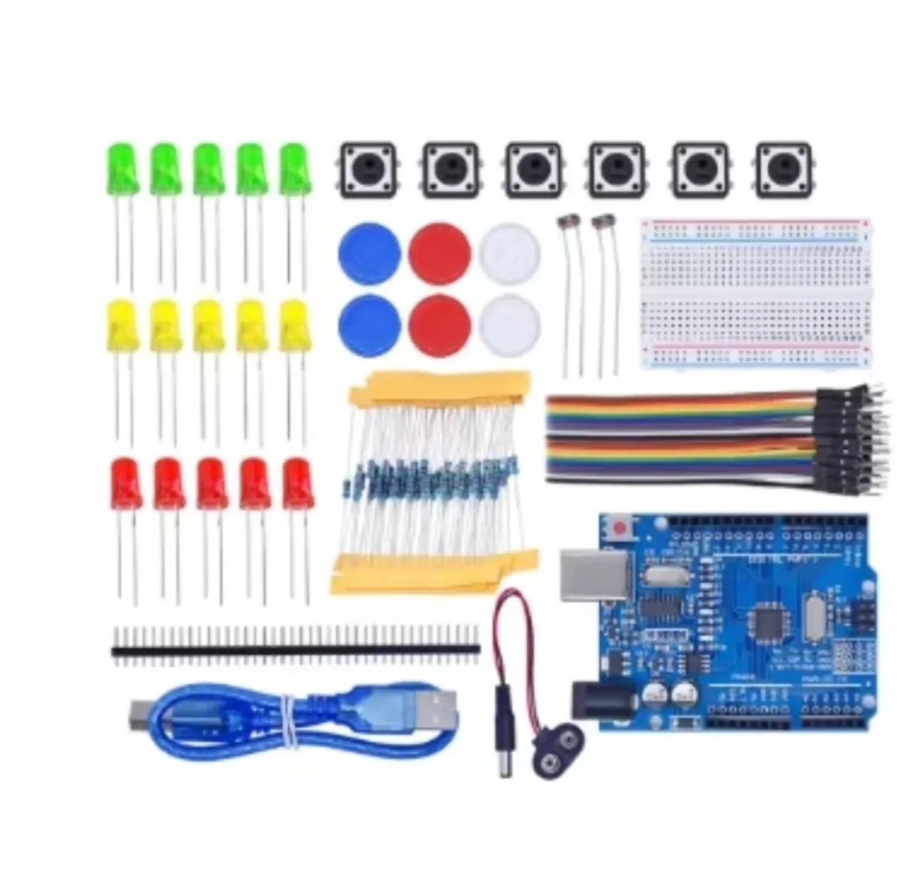 Kit Uno R3 Iniciantes para Arduino, resistor, led, protoboard - Peças ...