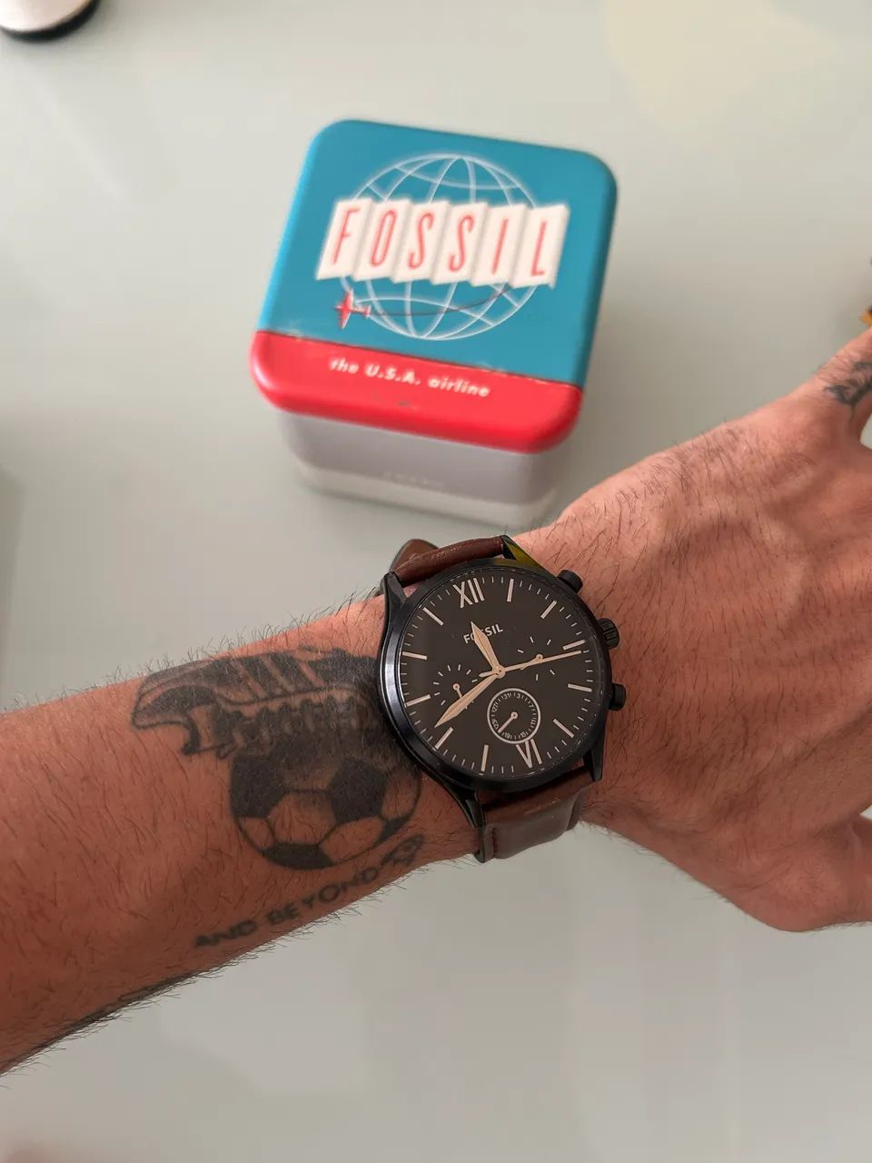 Relógio Fossil Cronógrafo Original - Couro Marrom - Caixa Preta ...