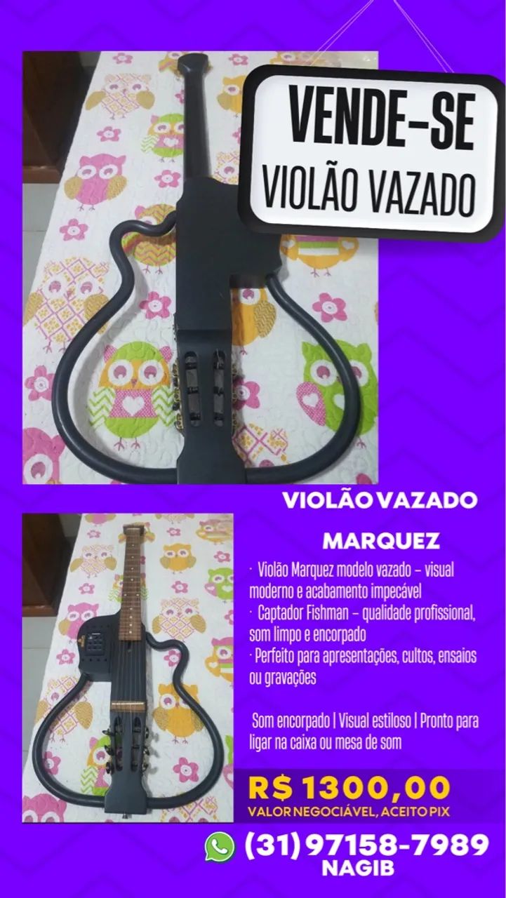 Violão Vazado Elétrico Marquez - Visual Moderno - Instrumentos musicais - Cidade Nobre, Ipatinga ...