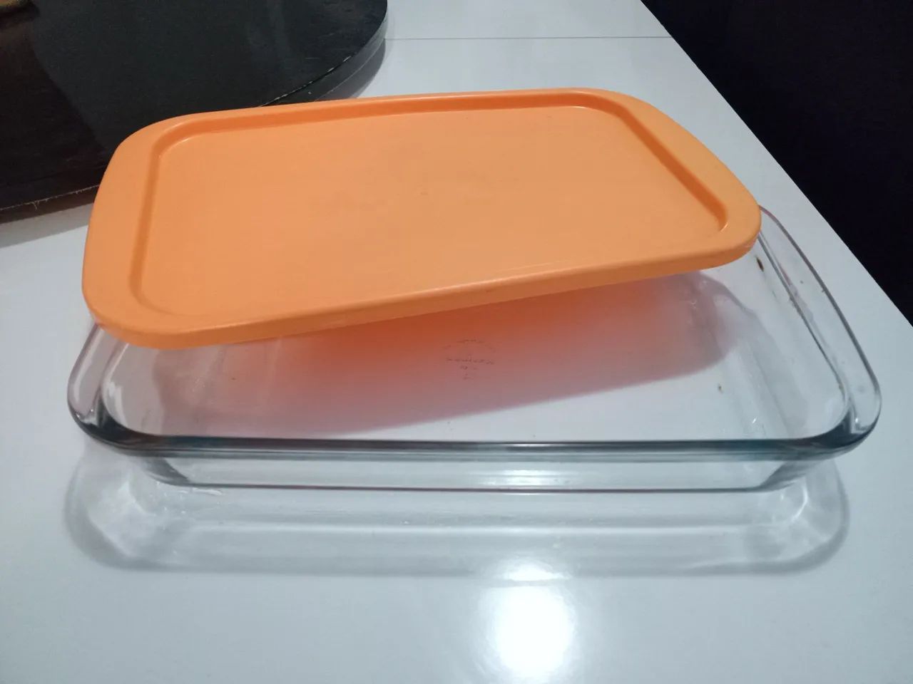 Forma de vidro MARINEX com tampa plástica/ travessa de vidro ...