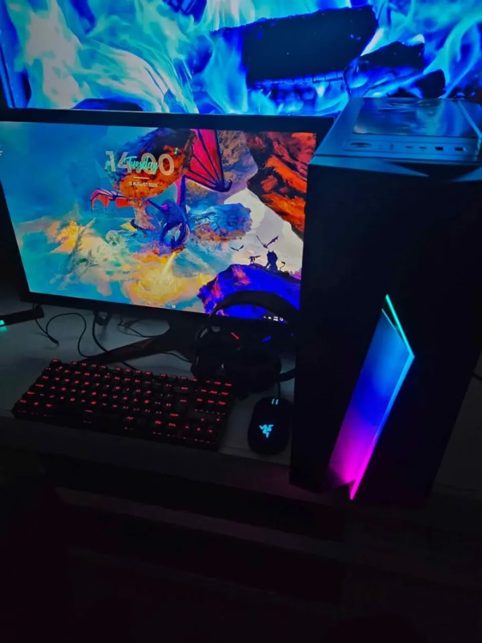 Pc gamer CPU Ryzen 5 - GTX 1050Ti com Teclado Redragon e Mouse Razer e ...