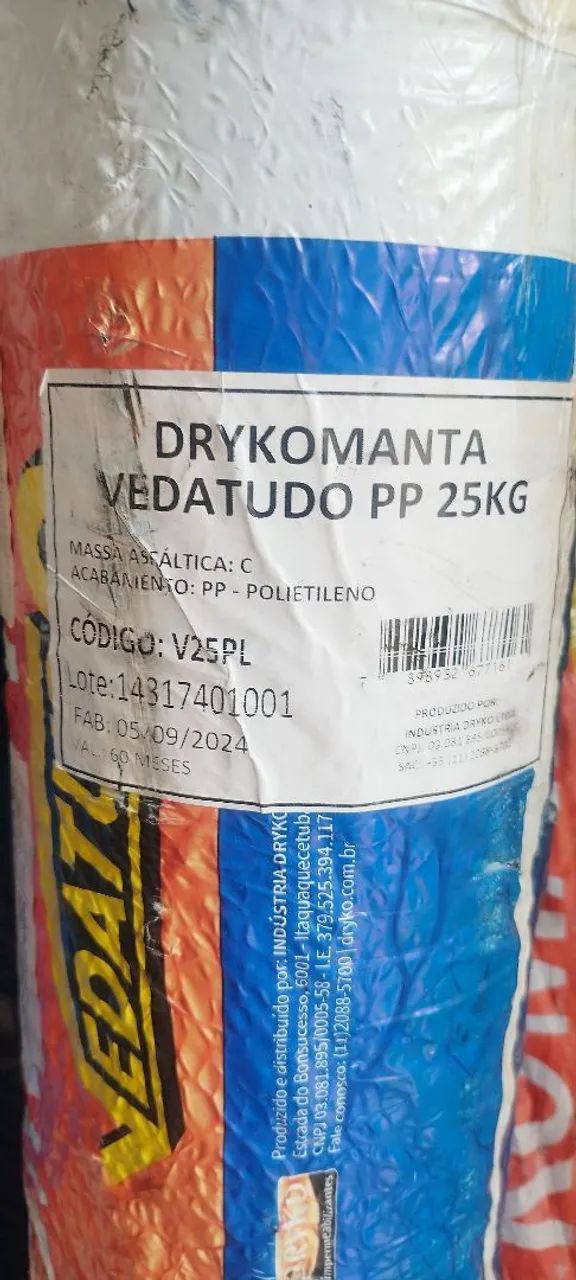 Manta asfáltica Drycomanta Polietileno 25kg 10m - Pisos e Revestimentos ...
