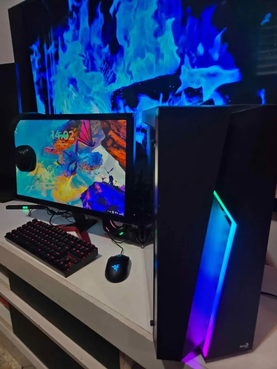 Pc gamer CPU Ryzen 5 - GTX 1050Ti com Teclado Redragon e Mouse Razer e ...