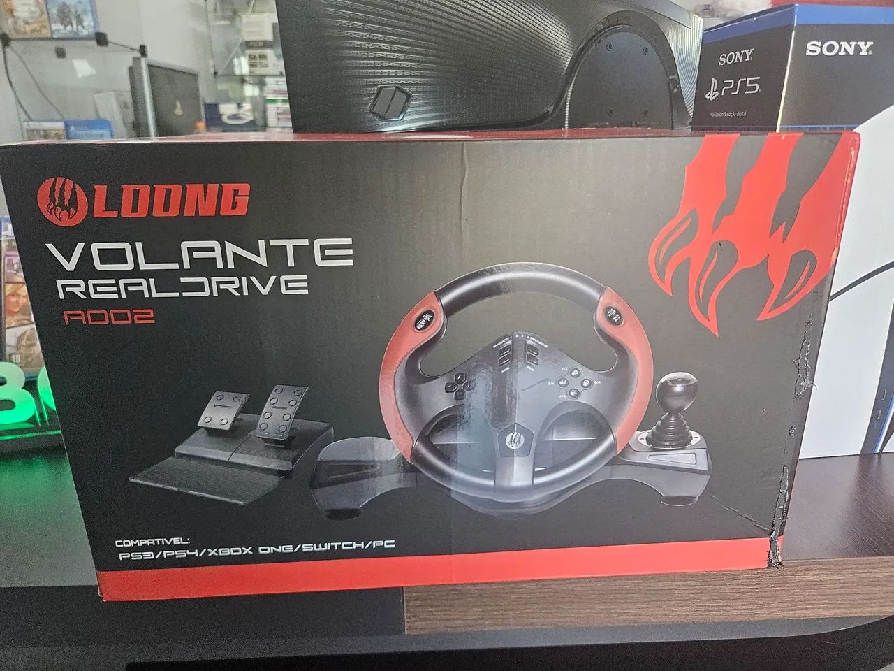 Volante Gamer De Corrida Novo Lacrado Na Caixa Completo - Peças e ...