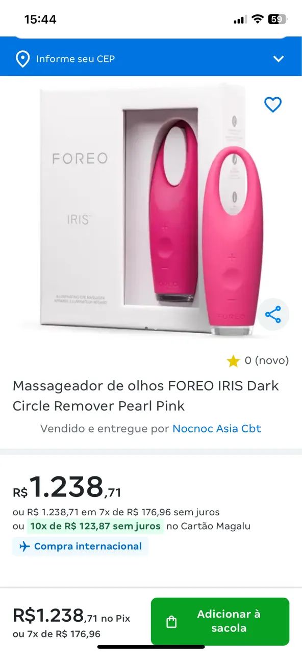 Massageador de olhos FOREO IRIS Dark Circle Remover Pearl preto ...