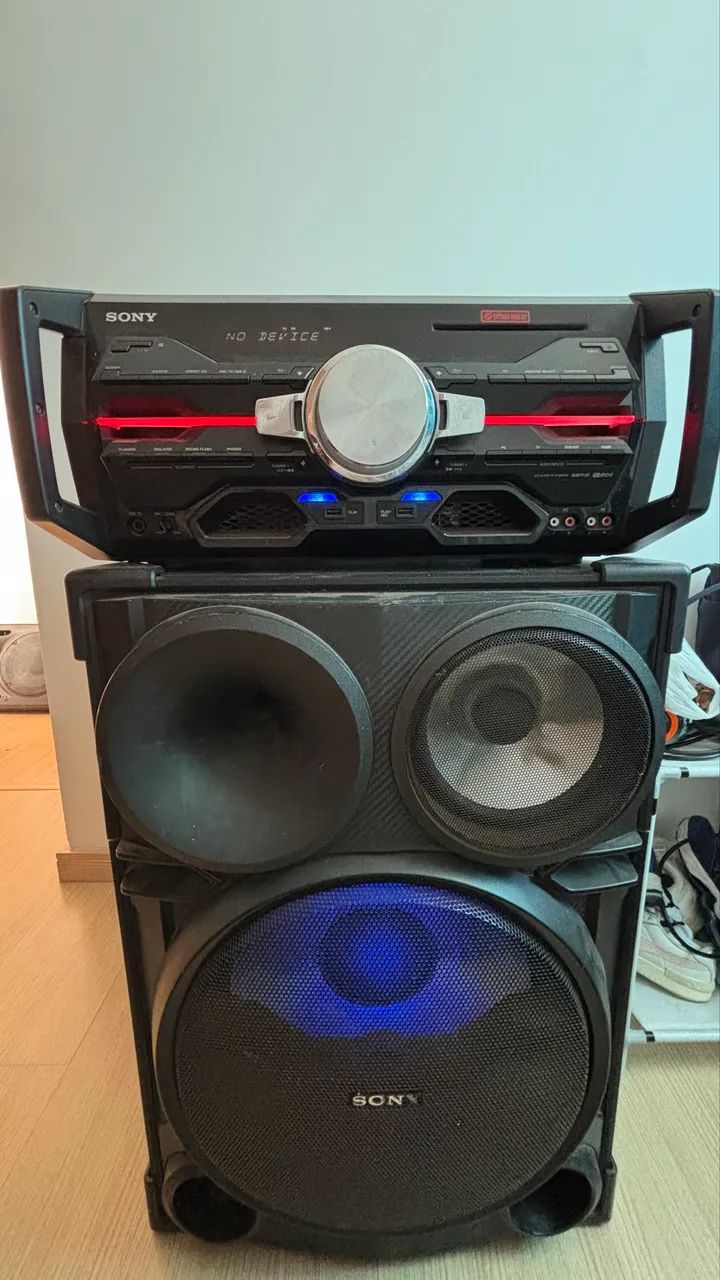 Som Sony Original - Modelo HCD-SH2000 + 2 Caixas de Grave Potentes ...