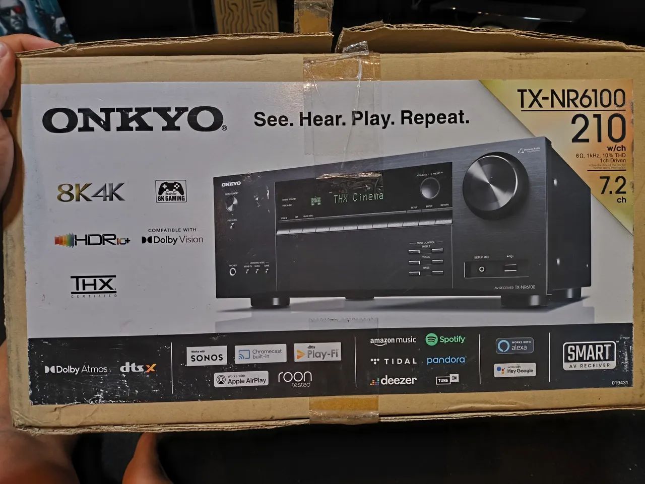Receiver Onkyo Tx Nr6100 7.2 8k ATMOS VISION THX DTS-X na caixa ...