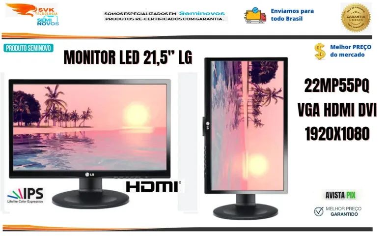 Monitor 22 Pol HDMi VgA DVi Full HD Em quantidade - Emitimos Nota ...
