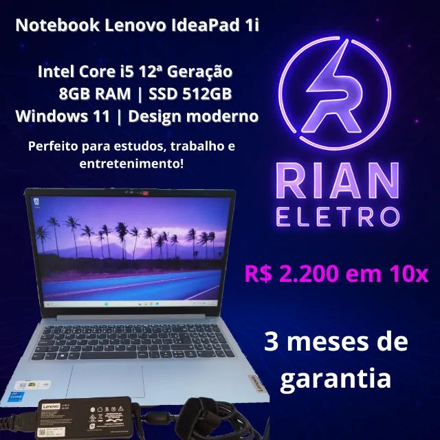 Notebook Lenovo IdeaPad i5 12ª Geração - Rápido, Moderno e Pronto para ...