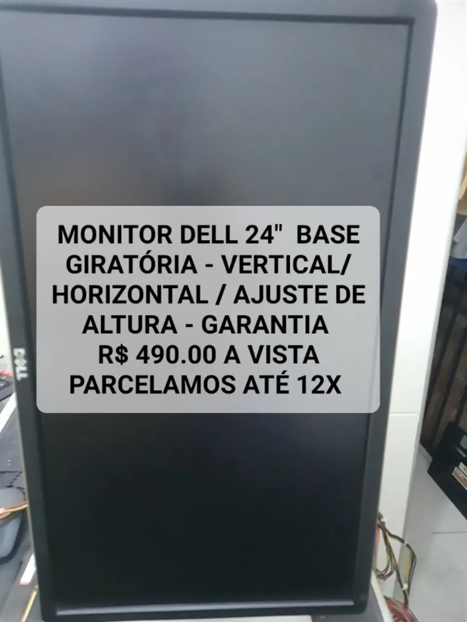 Monitor DELL 24 Polegadas Led ,Base Giratória ,Vertical e Horizontal USB - Garantia. - Monitores ...