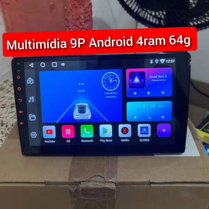 Central Multimídia Android 9P 4GB RAM 64GB - Tela 9 polegadas Wifi YouTube carplay usb - Carros ...