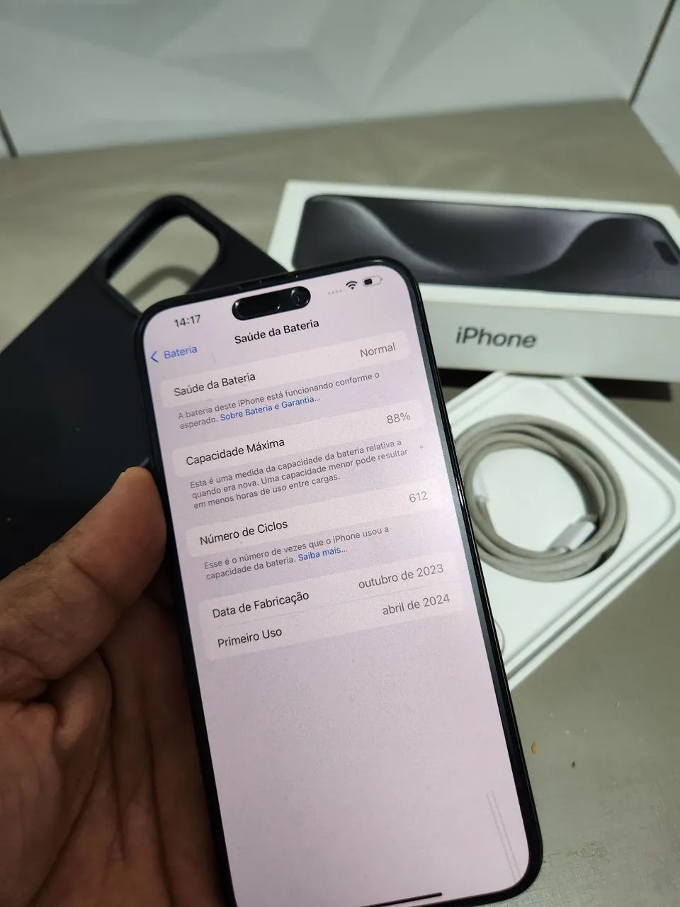 Iphone 15 pro max preto 256GB modelo chip físico perfeito na caixa ...