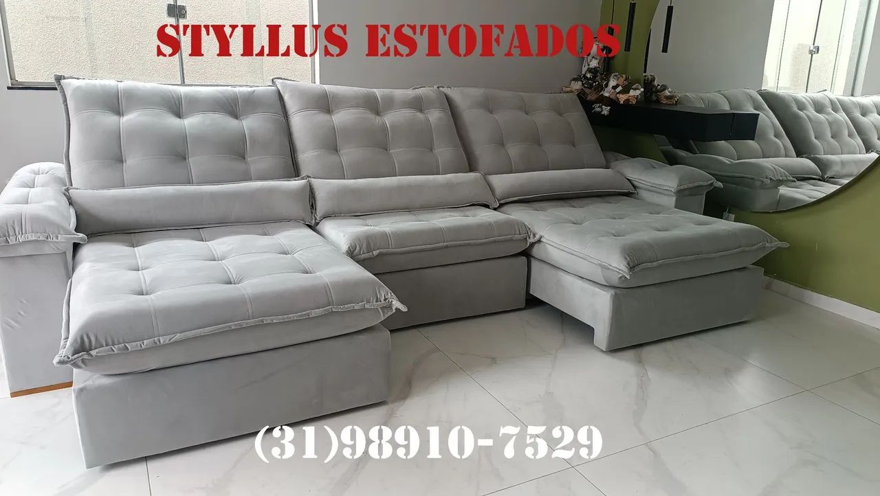 Sofá retrátil 3 módulos de luxo Cinza - Novo! - Sofás e Poltronas - Quarenta e Dois, Santa Luzia ...