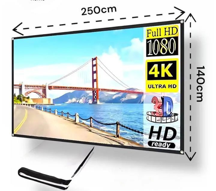 Telão Para Projetor Com 130 Polegadas Dupla Face Em lona Reforçada ...