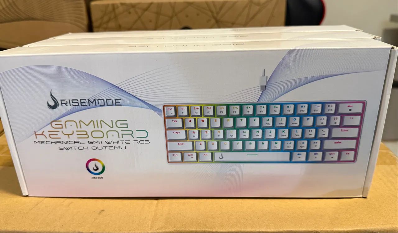 Teclado Mecânico Gamer Rise Mode GM1 White, RGB, Switch Outemu Brown ...