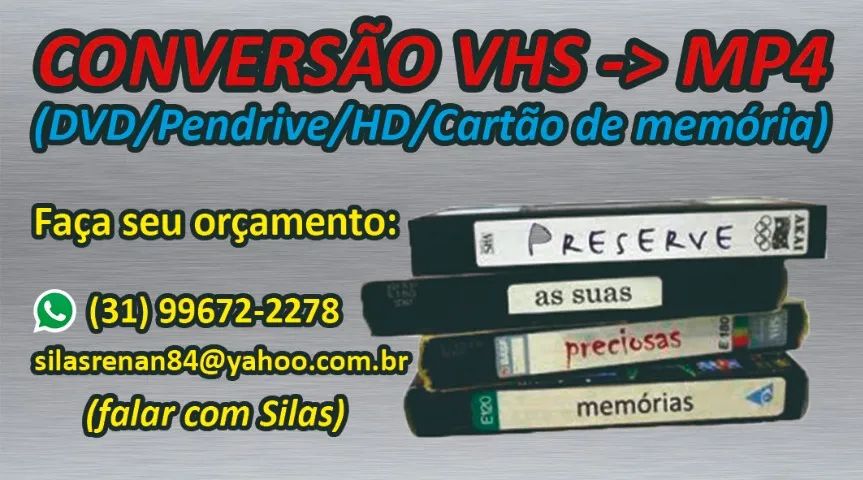 Conversão VHS para MP4 - DVD, Blu-Ray e Vídeo Cassete - Casa Branca ...