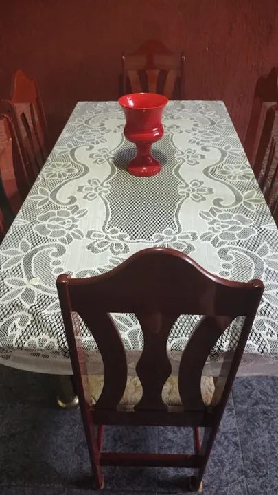 MESA DE JANTAR 6 LUGARES VIDRO TEMPERADO COM 6 CADEIRAS - Mesas ...