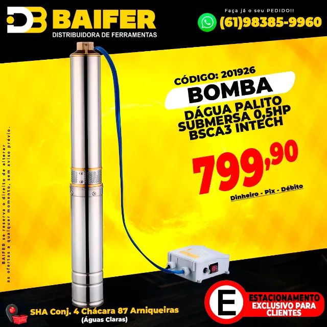 Bomba Dágua Palito Submersa 0,5Hp Bsca3 Intech - Ferramentas de ...