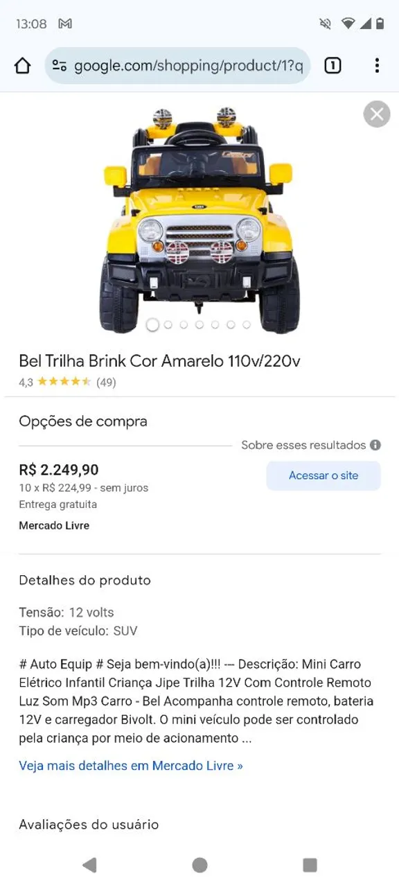 "mini carro buggy" - Artigos infantis no Brasil