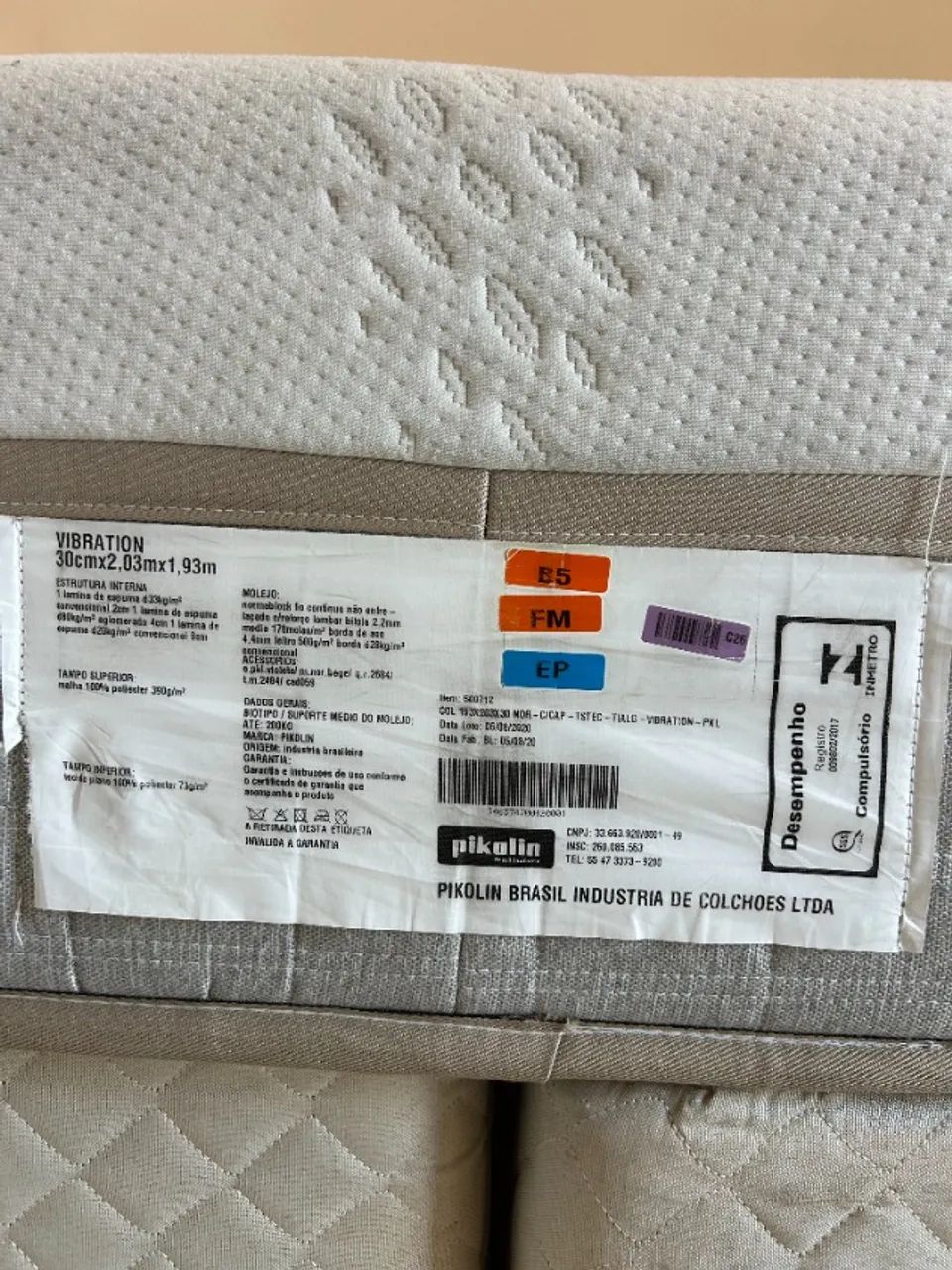 Cama King Size 203 x 193m colchão de mola Pikolin Vibration + Base Box ...