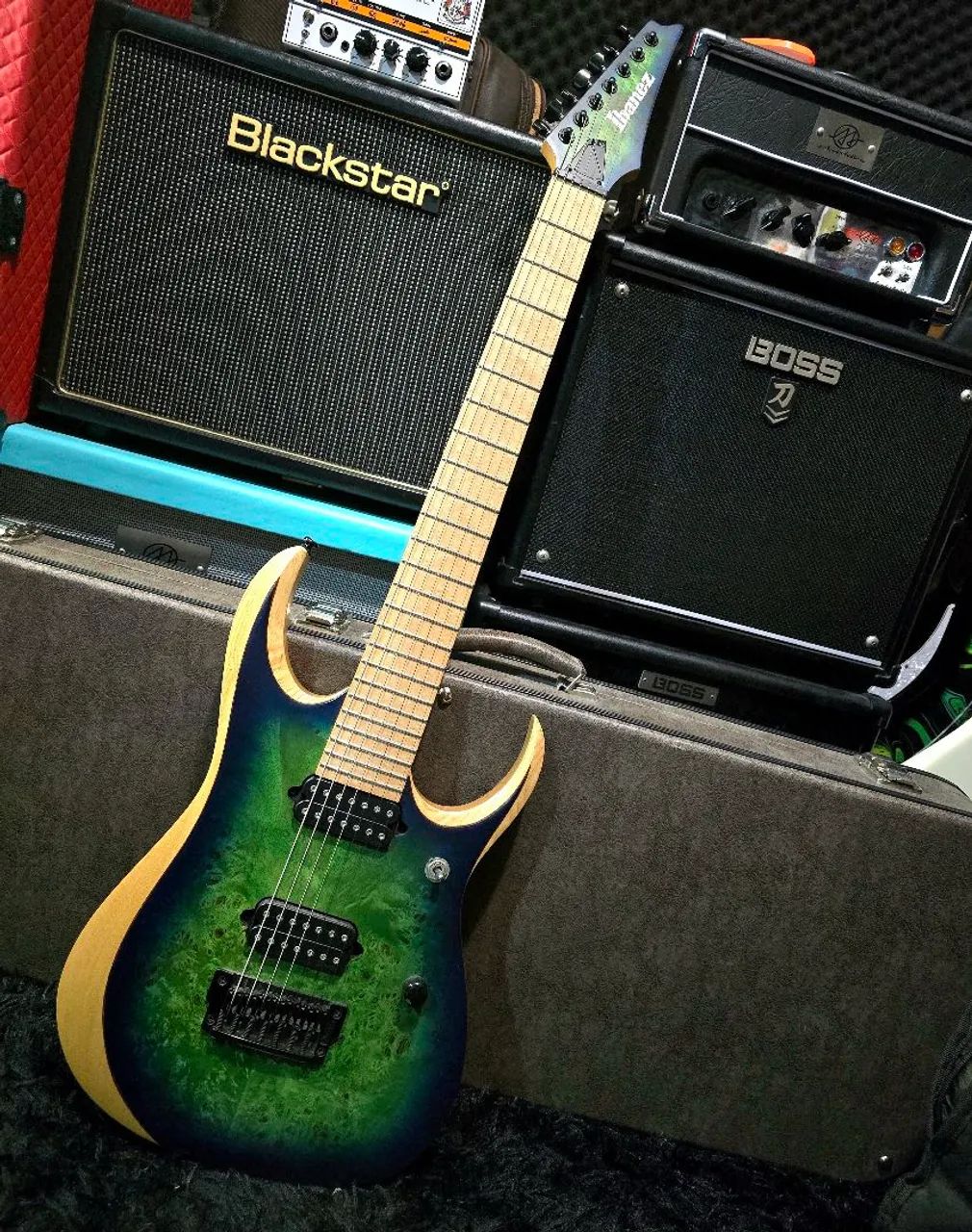 ibanez RGDIX7MPB Iron Label 7 Cordas Surreal Blue Burst /ñ Gibson ...