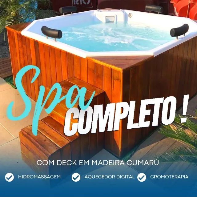 Spa 8 lugares com Deck Madeira super completo (Jacuzzi, banheiras e ...