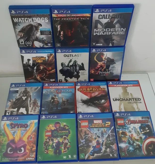 Lote jogos PS4 Outlast+Nioh+Uncharted+Cal dut+M.W+God+Lego vinga+Vilan ...