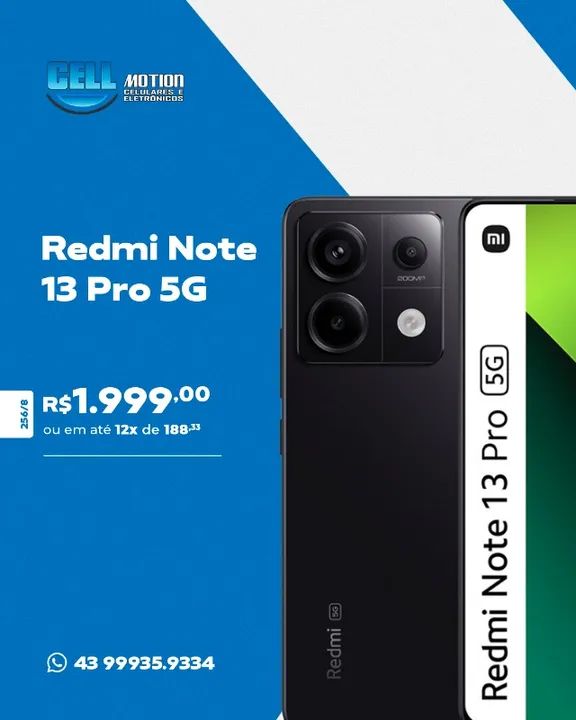 Xiaomi Redmi Note 13 Pro 5G 256GB - Celulares e Smartphones - Centro ...