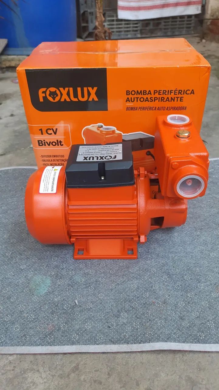 Bomba D'agua FoxLux 1cv AutoAspirante Bivolt - Instalações Elétricas e ...