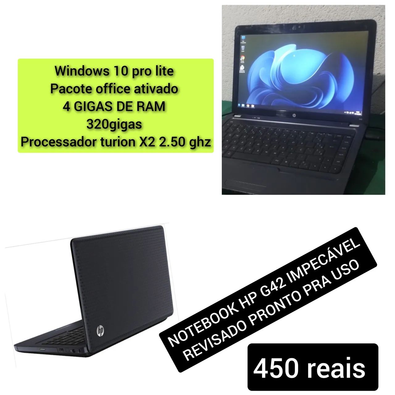 VENDO NOTEBOOK REVISADO ÓTIMO PARA TRABALHO HOME ESTUDOS PRONTO PRA USO ...